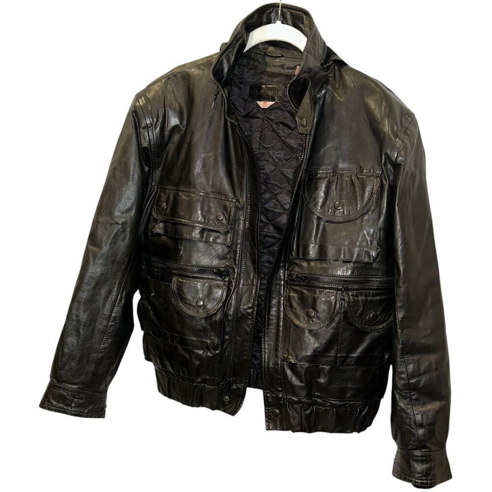 Henry Grethel Bendels Black Leather Moto Hoodie Jacke… - Gem